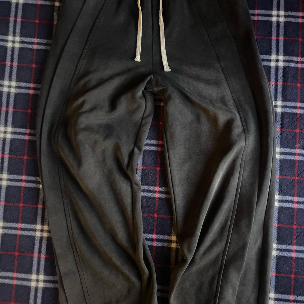 Vintage Dark Grey Sweatpants - cream laces -2 back... | Depop