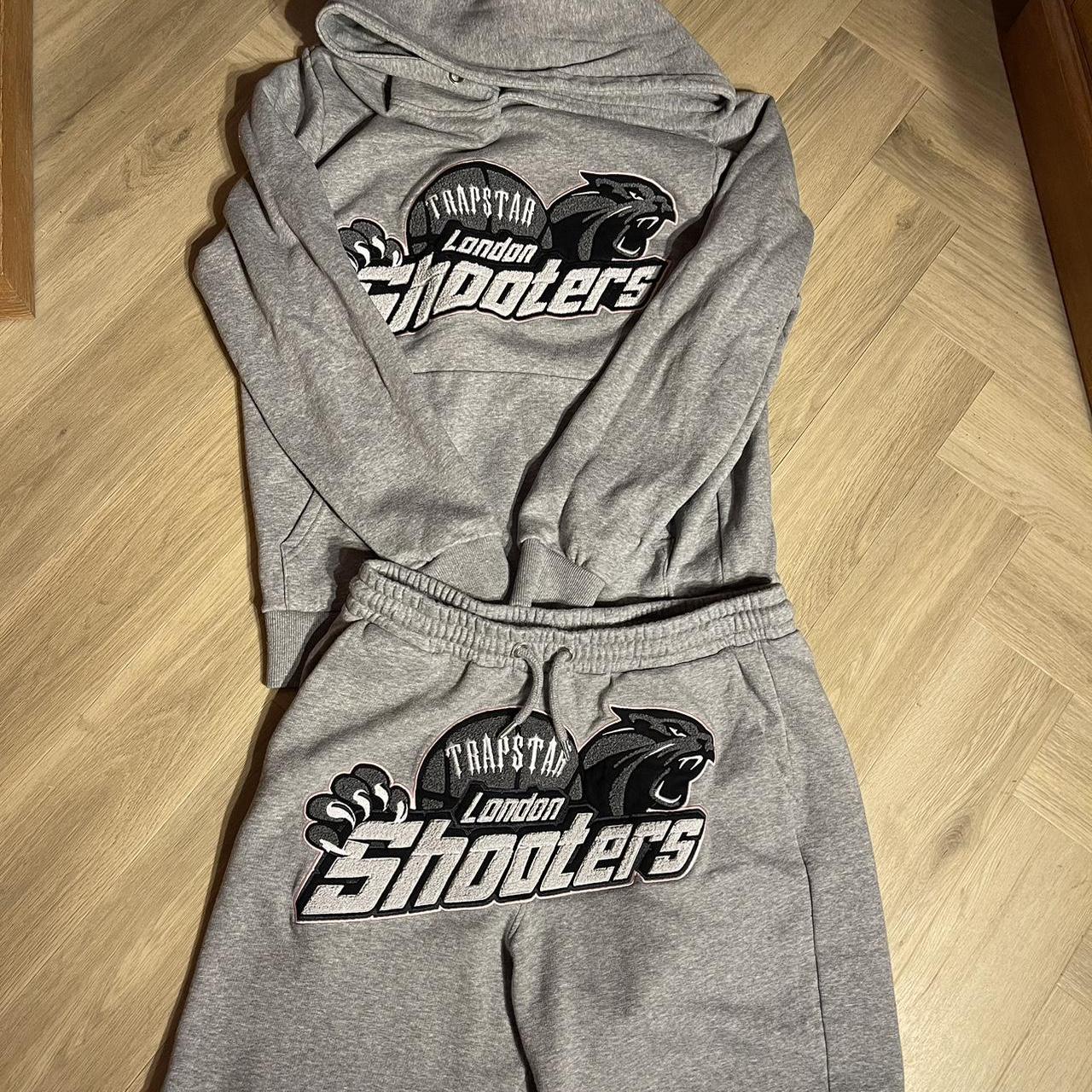 Trapstar Shooters tracksuit/ Short set Grey/Pink Large | Depop