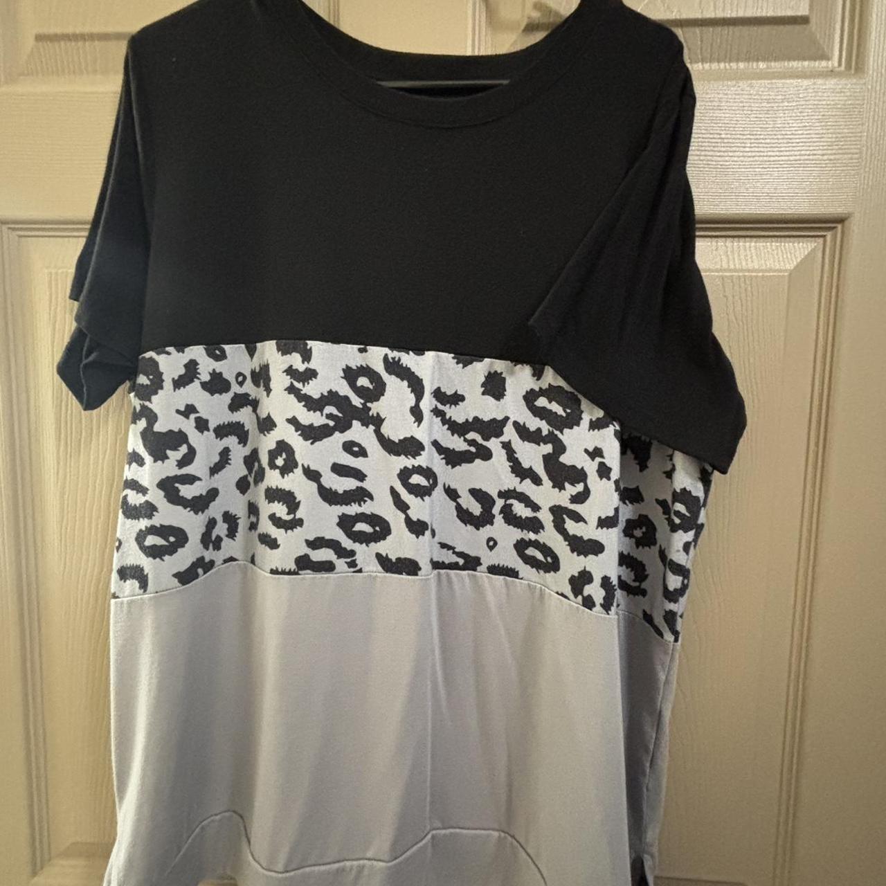 Black and grey block leopard print top #leopardprint... | Depop