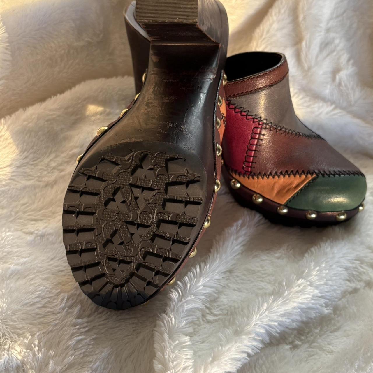 Coach emilia leather multicolor patchwork clogs with... | Depop