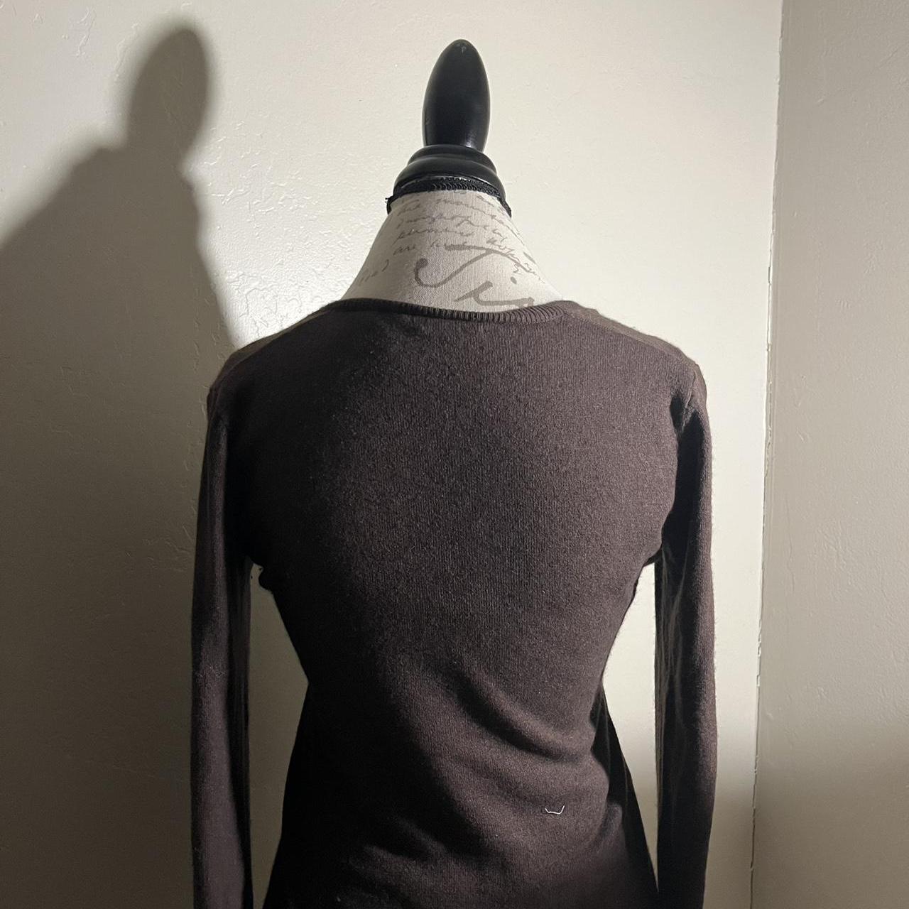 Brown V-neck sweater,(lace top underneath not... | Depop