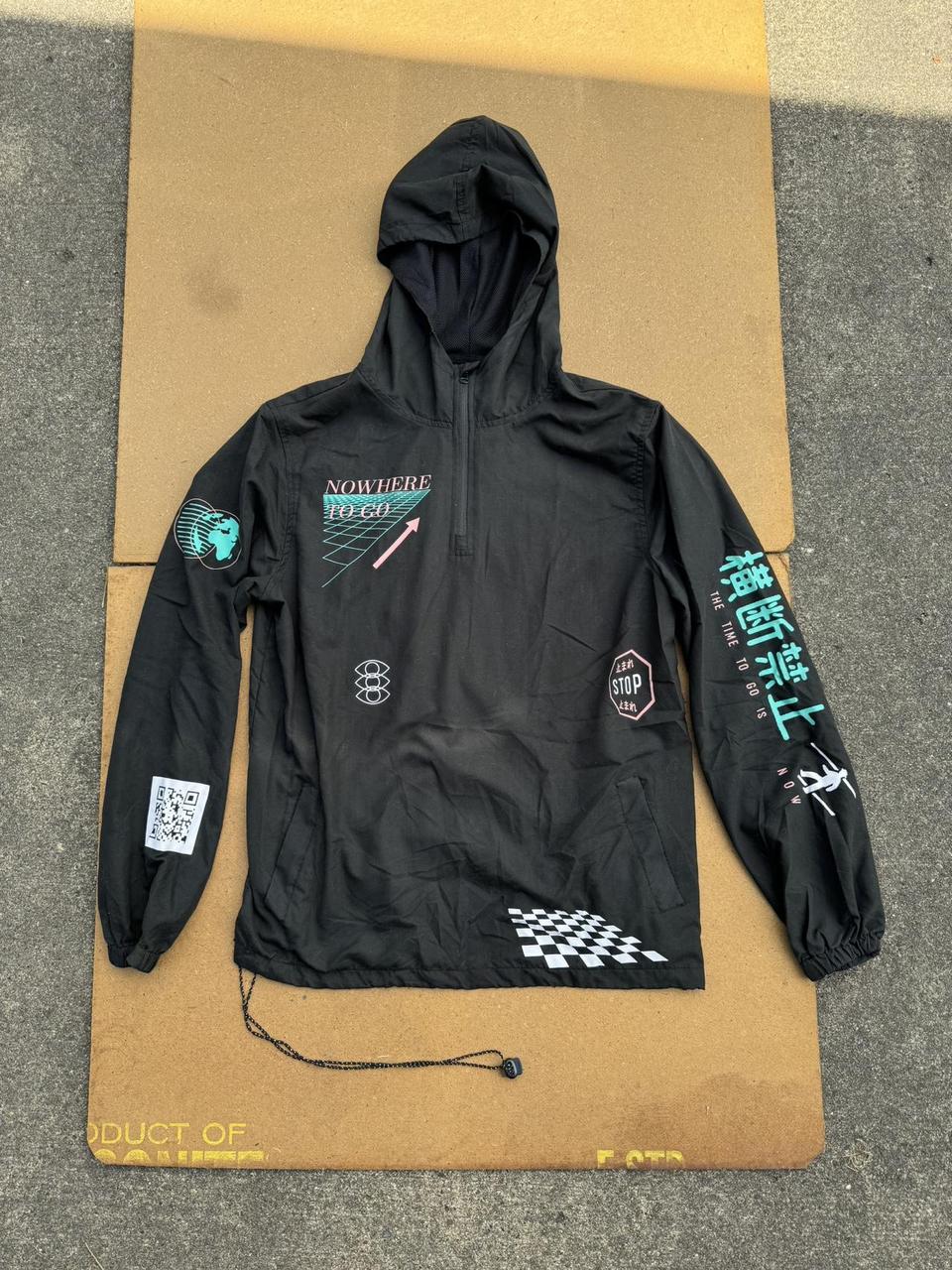 japanese graphic vaporwave cyberpunk windbreaker... - Depop