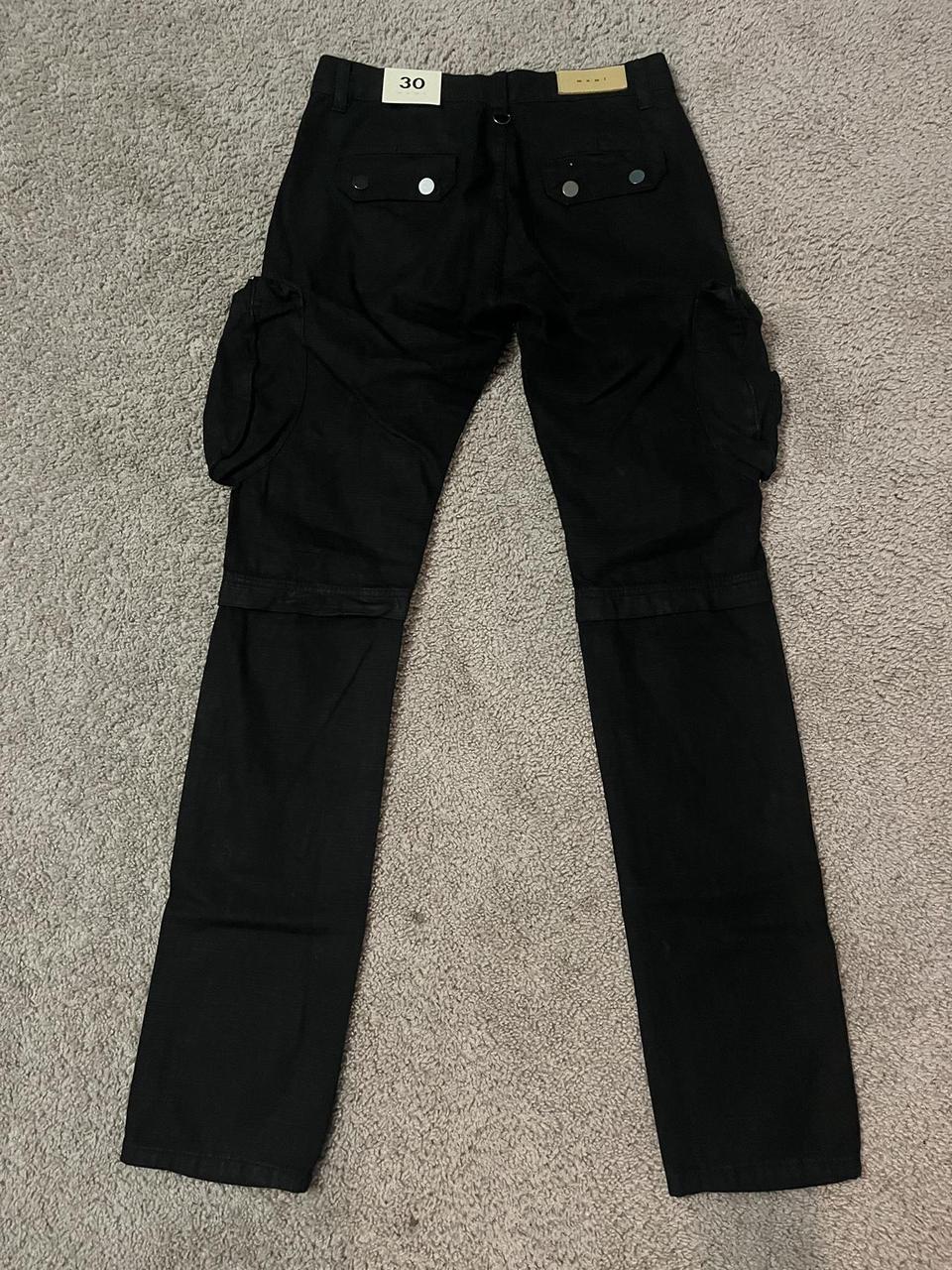 mnml waxed denim cargo pants - Depop