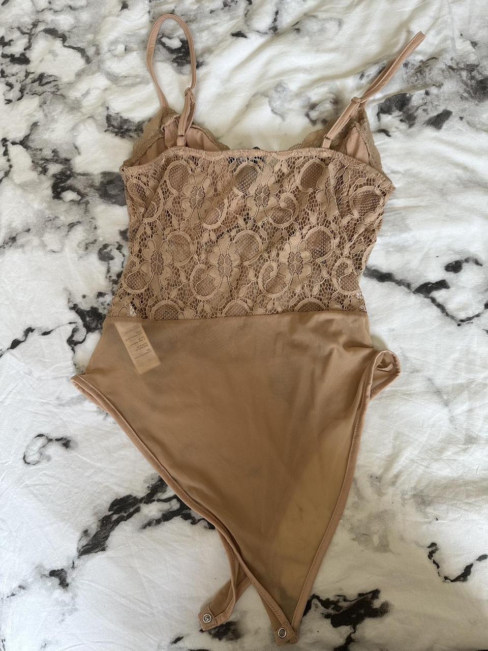 New look lace beige bodysuit Size 14 Worn once - Depop