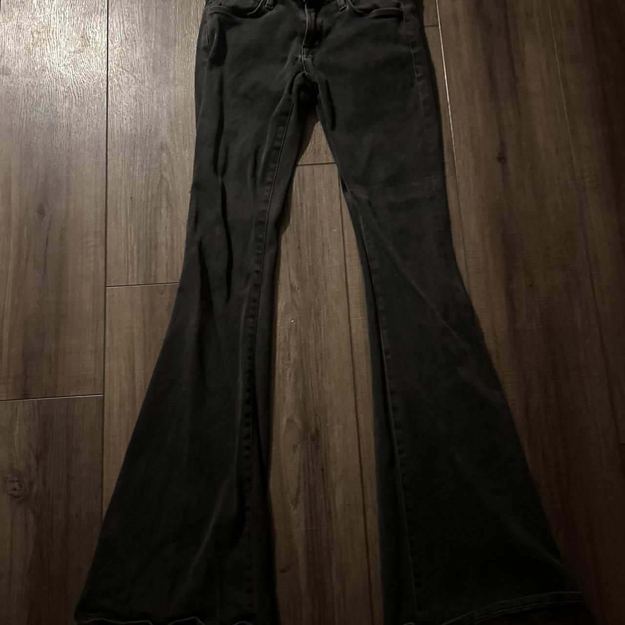 Black denim low rise bell bottom - Depop