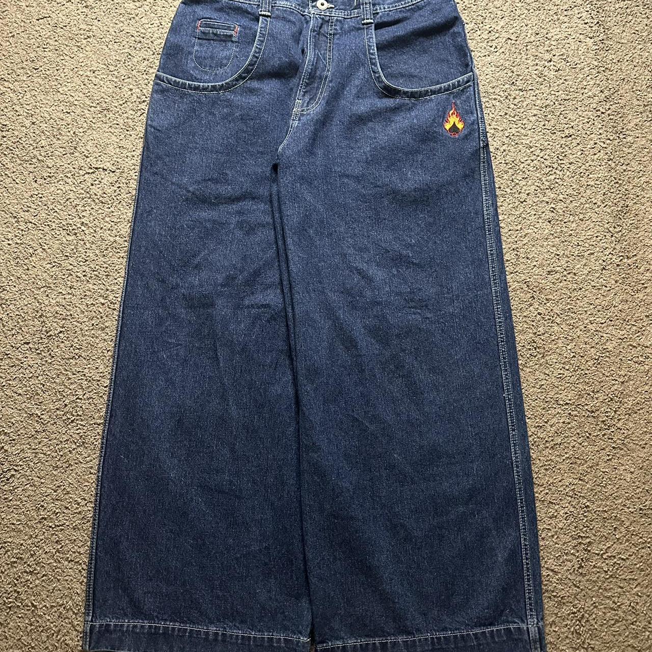 •JNCO JEAN FLAMING SPADES •SIZE 36/30 44 outseam... | Depop