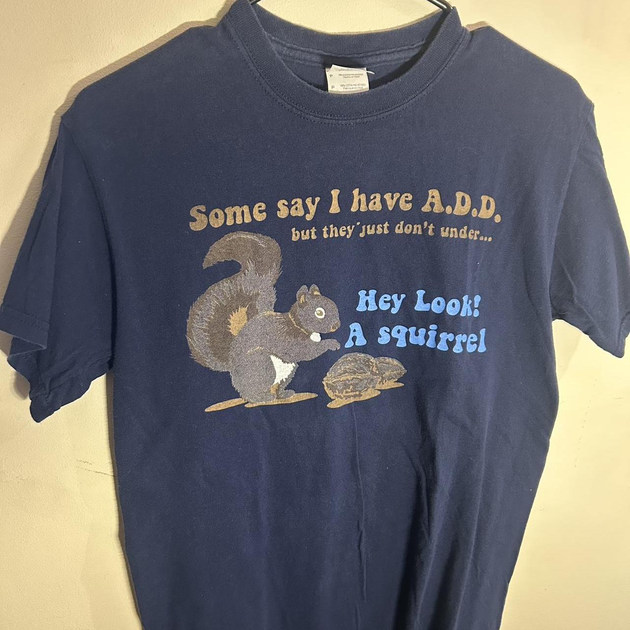 Navy blue vintage squirrel graphic tee #squirrel | Depop
