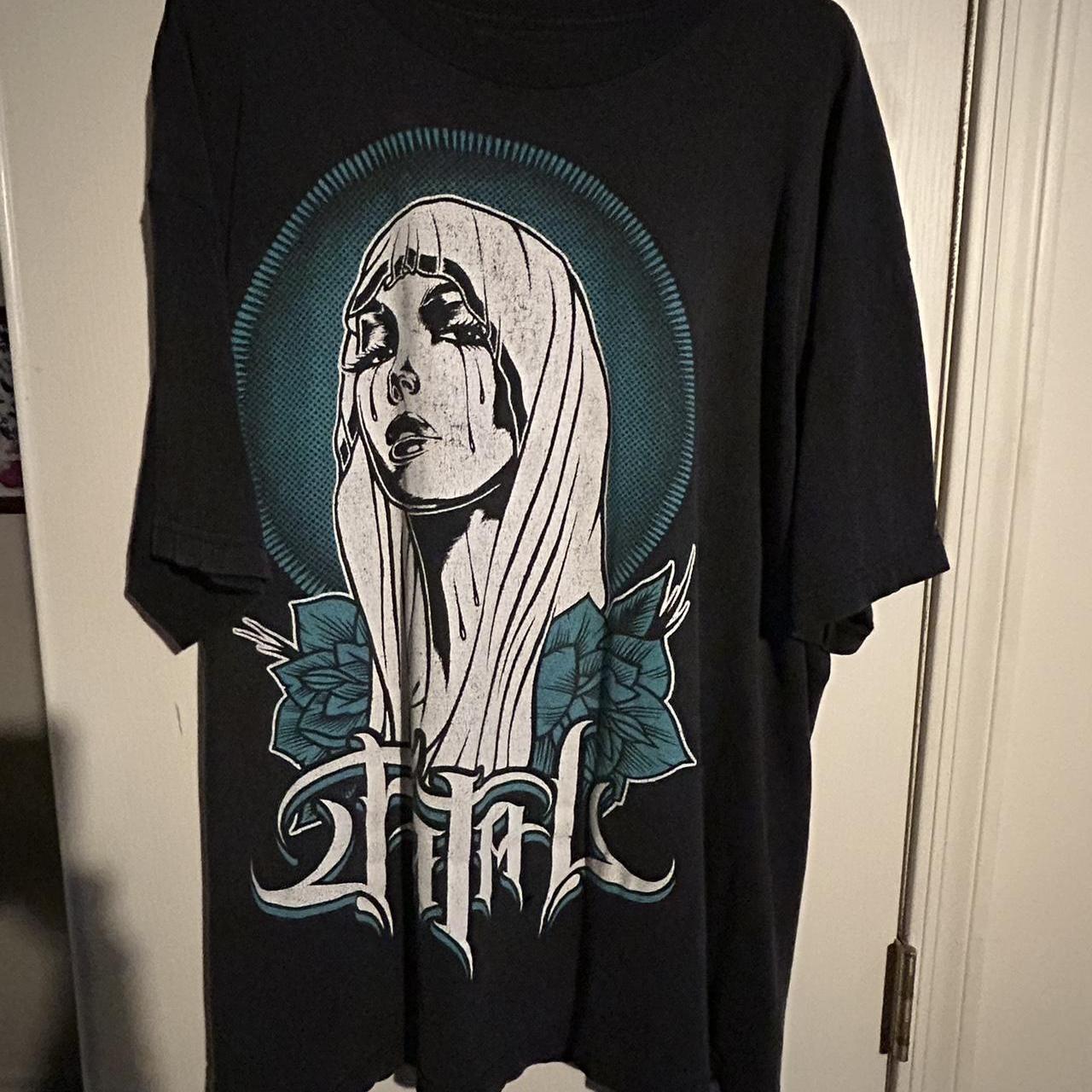 Fatal Clothing black and blue graphic tee #goth... | Depop