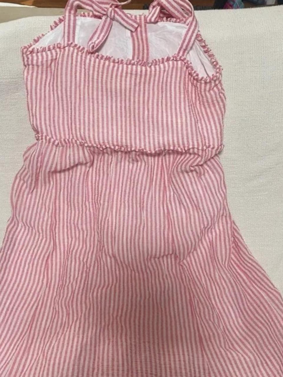 Sezane Robe Juliette Stripe Mini Dress Ecru Rose... - Depop