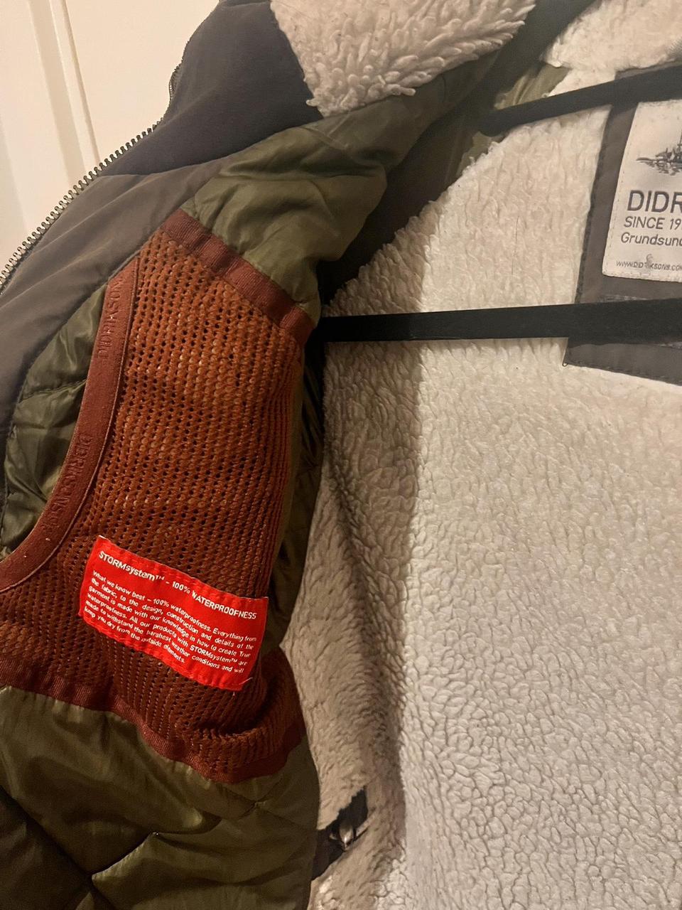 Didriksons winter jacket in khaki and cream with fur... - Depop