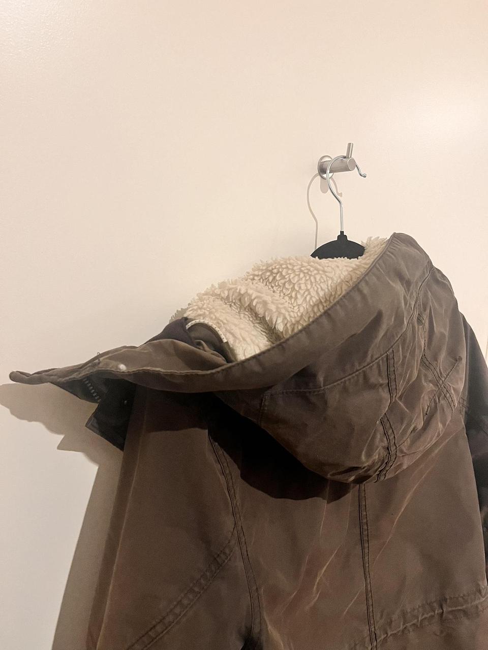 Didriksons winter jacket in khaki and cream with fur... - Depop