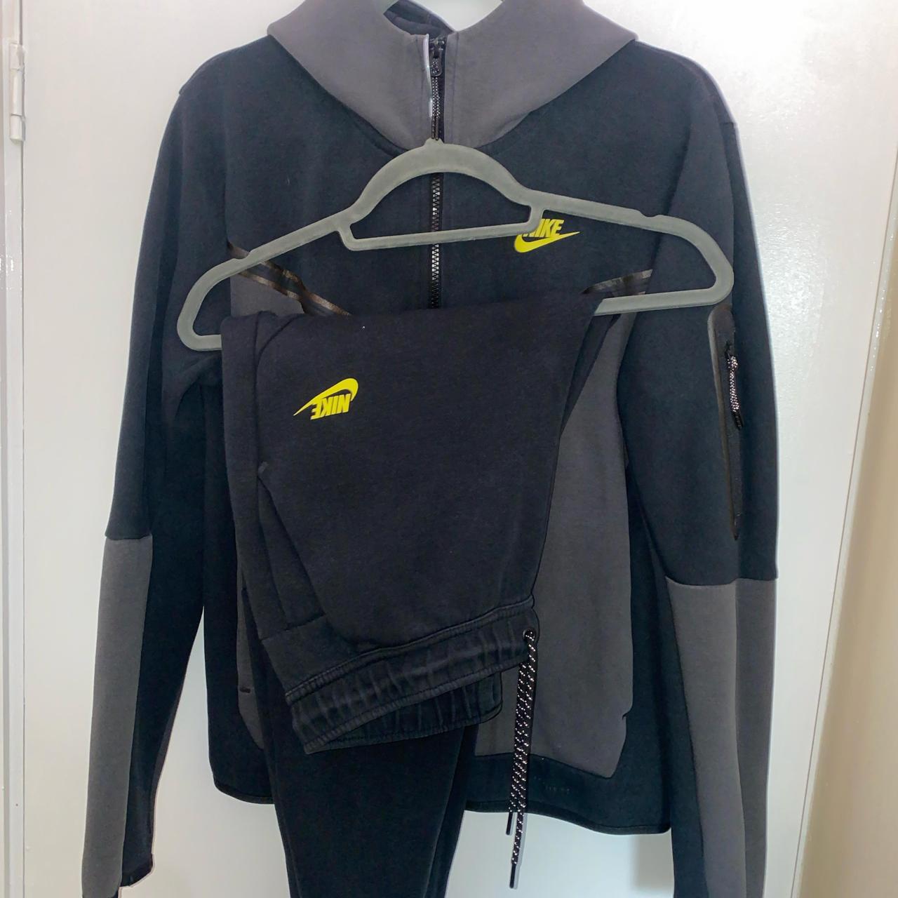 Nike tech fleece - Black grey and lime green Old... | Depop