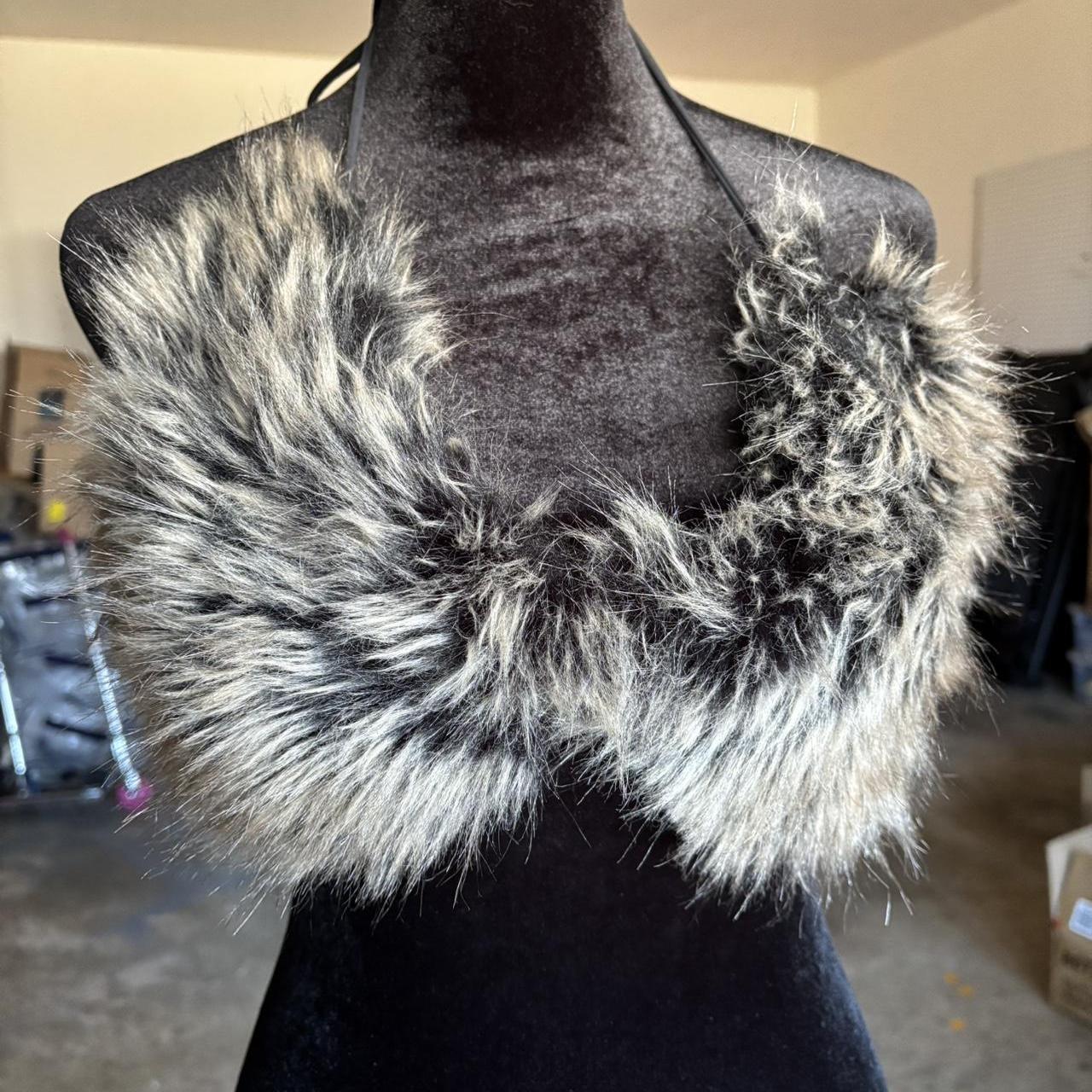 Fuzzy GAL gyaru style faux fur bikini top Handmade!... | Depop