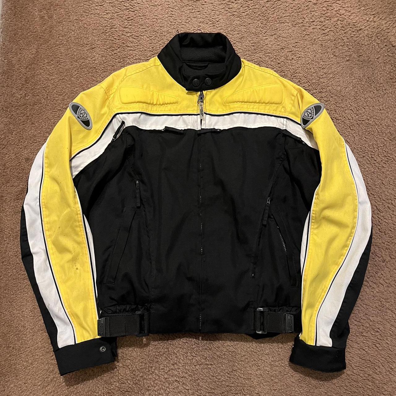 Yellow and Black Racer Jacket (SIZE M) $60 - Depop