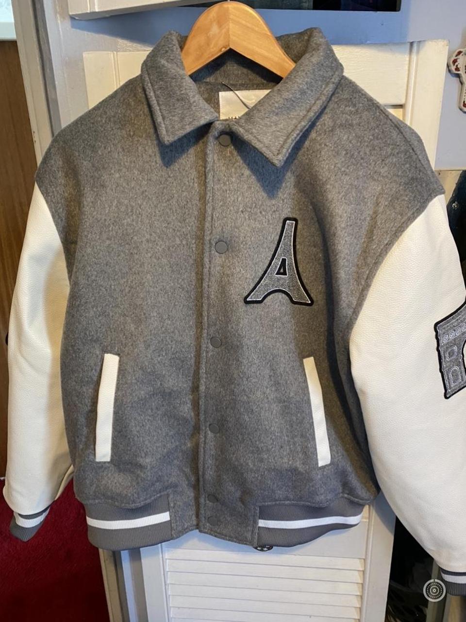 Wool Blend Mona Lisa Varsity Jacket - Grey Worn once... - Depop