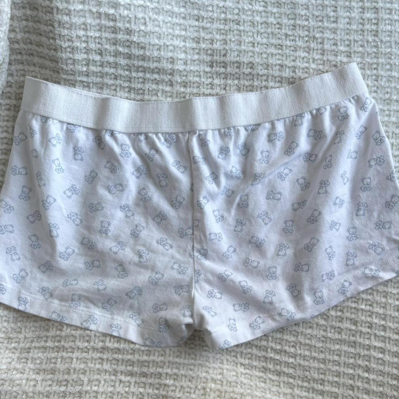 white and blue teddy bear brandy melville boxers.... | Depop