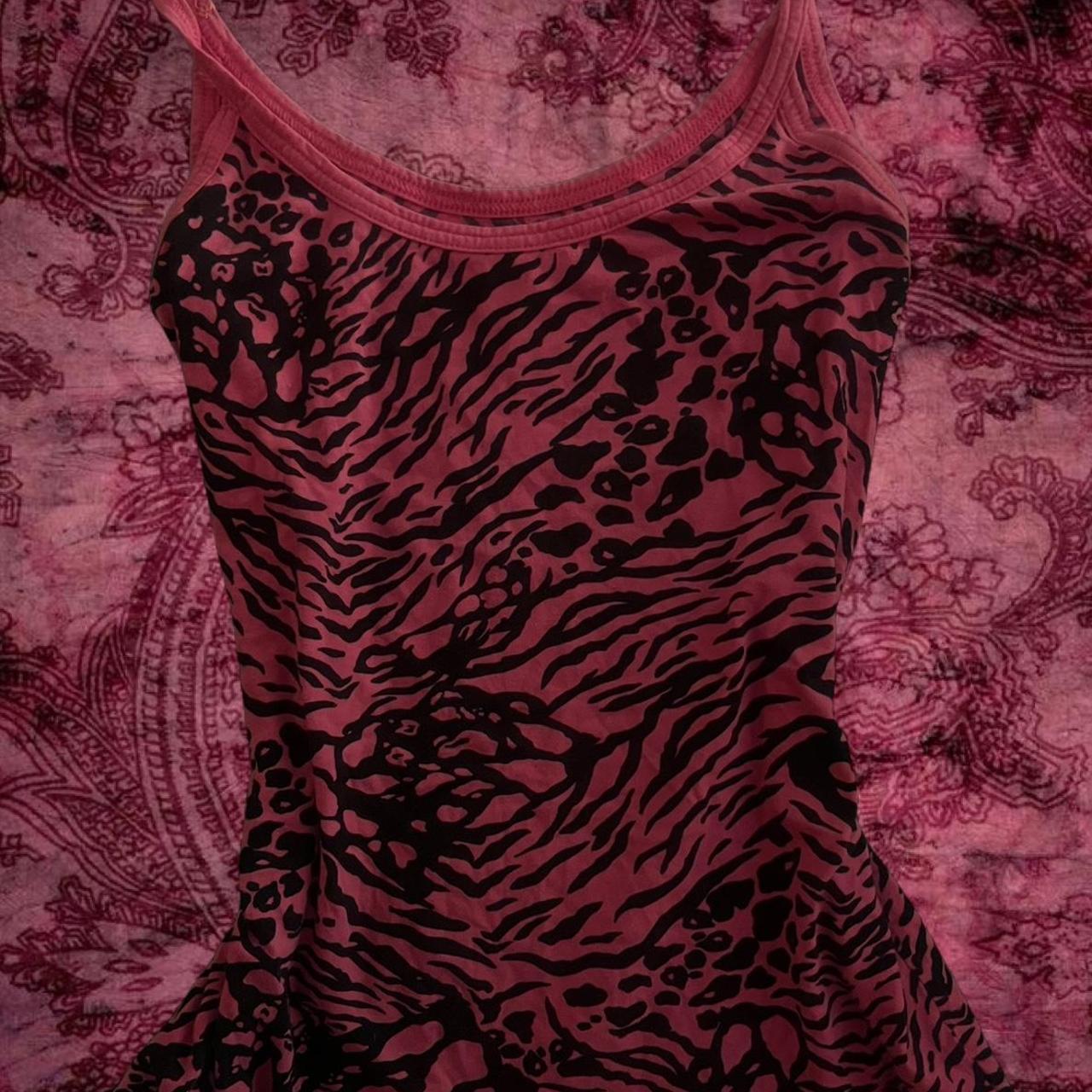 Pink and black zebra print tank top #y2kfashion... | Depop
