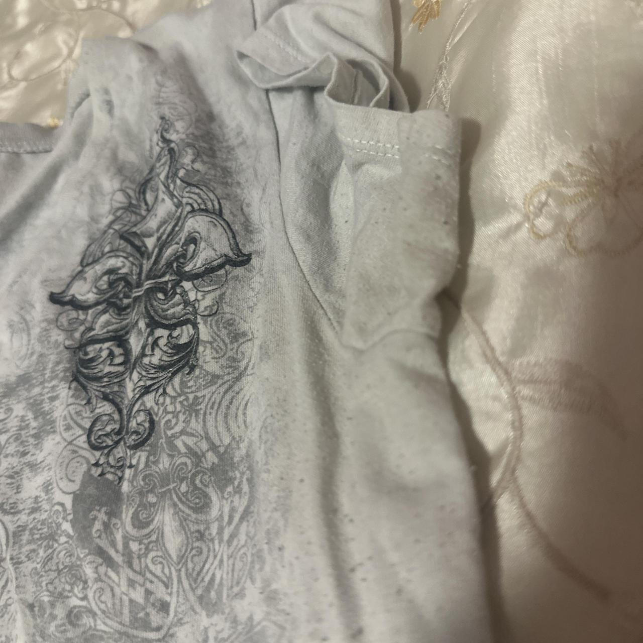 White shirt with affliction style design One flaw... | Depop