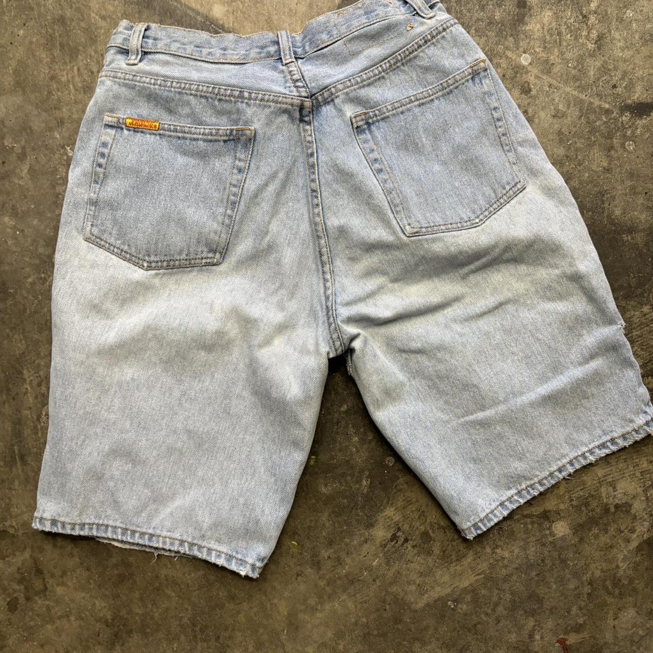 blue light wash jorts size 32 cool back pocket... - Depop