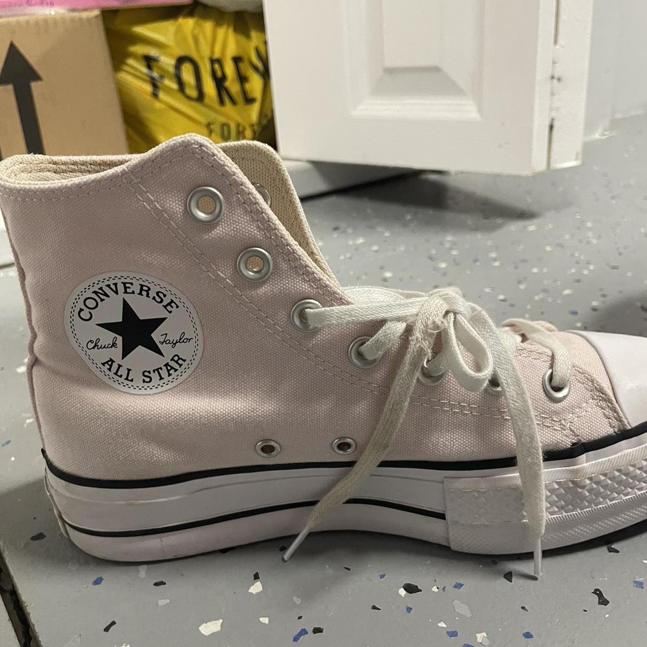 Light pink platform converse size 7 they are in okay... - Depop