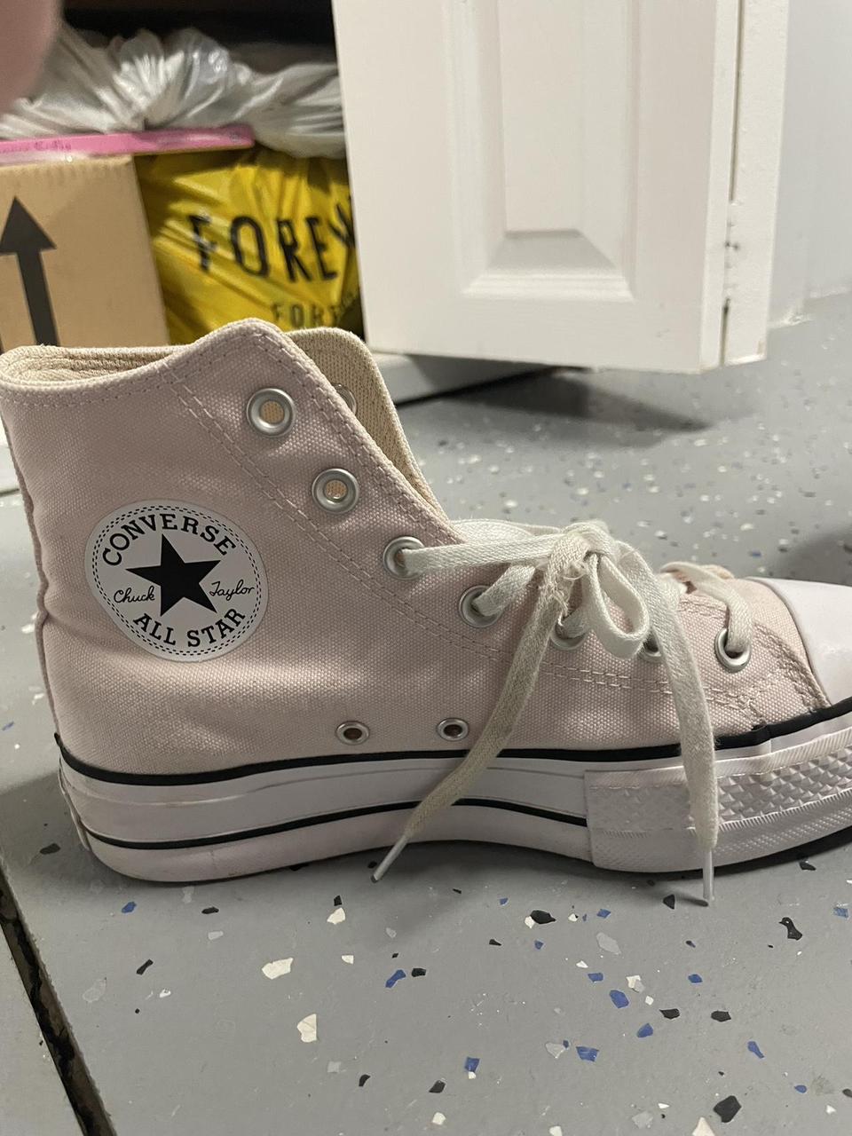Light pink platform converse size 7 they are in okay... - Depop