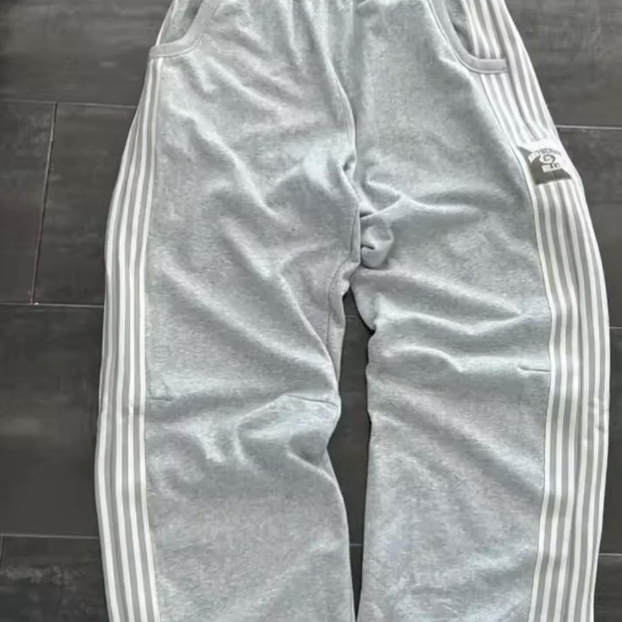Three Striped Grey Sweats Men’s size XL (lowkey a... | Depop