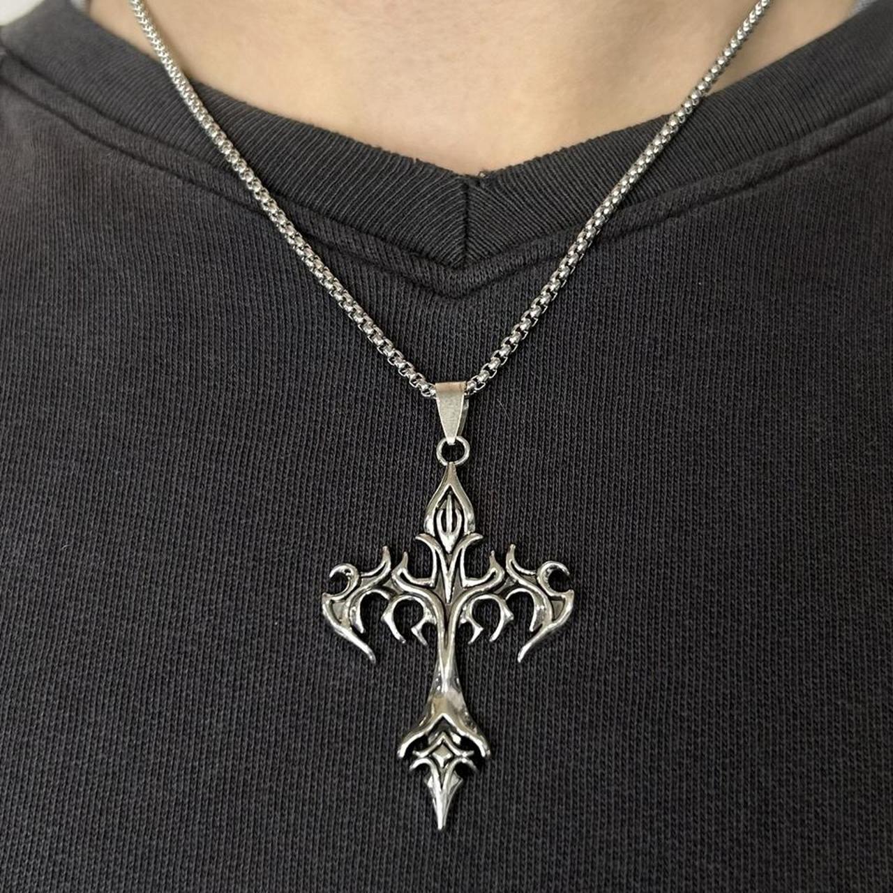 Vintage Y2K Silver Cross Opium Cyber Punk Style... | Depop