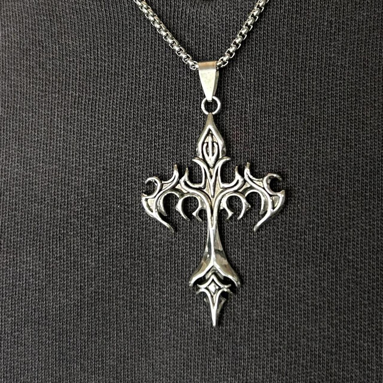 Vintage Y2K Silver Cross Opium Cyber Punk Style... | Depop