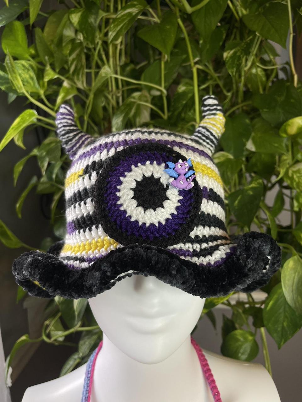 Horned Spiral Evil Eye hat!😈🌀👁️ Message before... - Depop