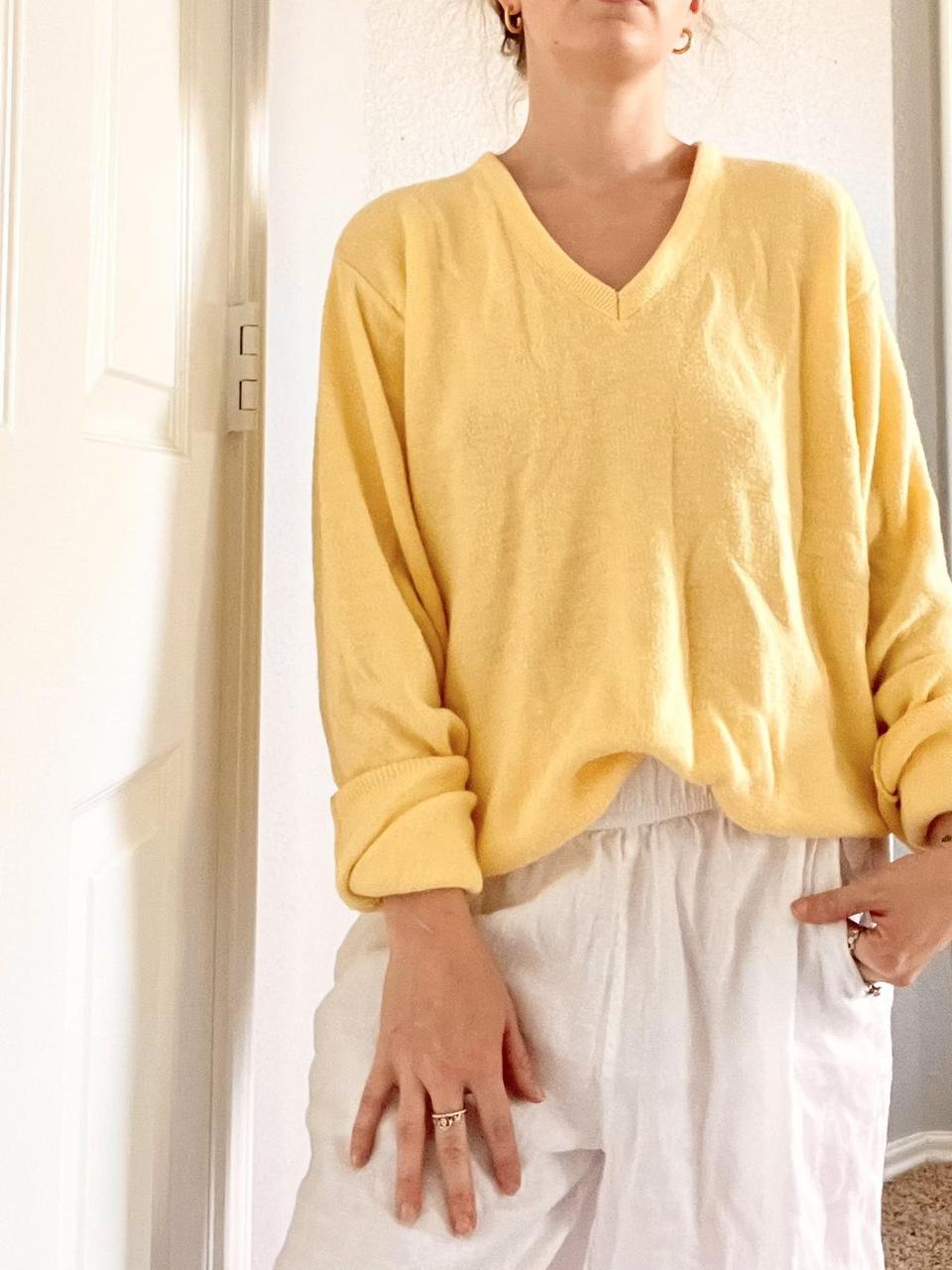 Vintage sweater Butter yellow Lightweight Great... - Depop