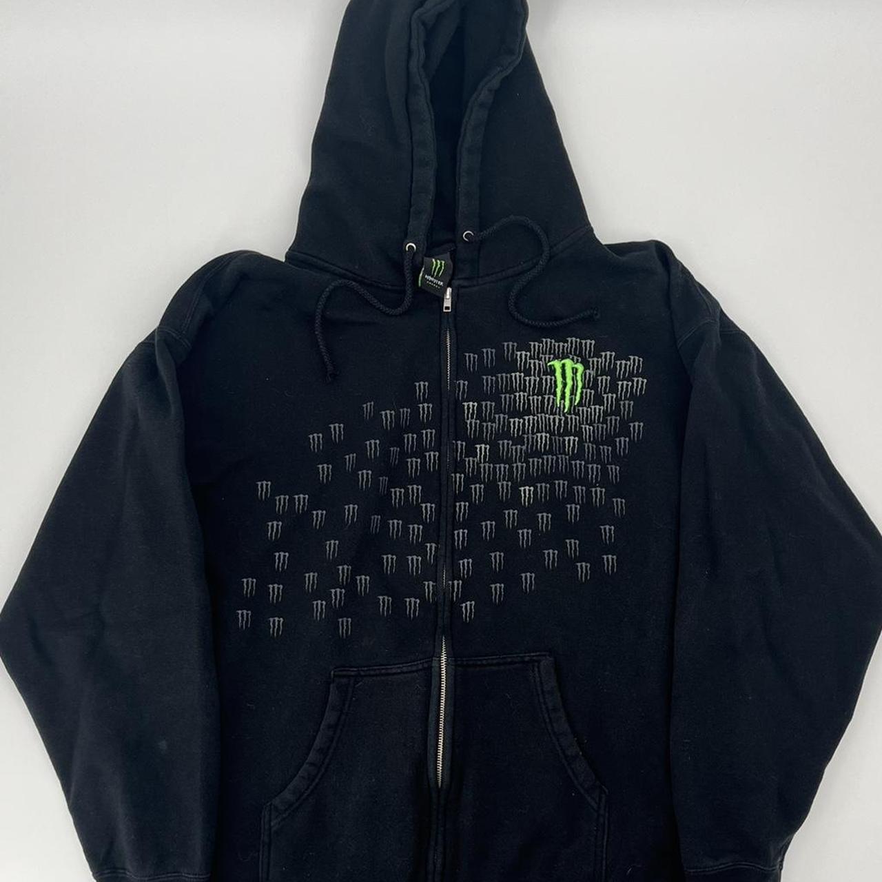 Crazy Y2K Monster Energy Baggy/Oversized Zip-Up... - Depop