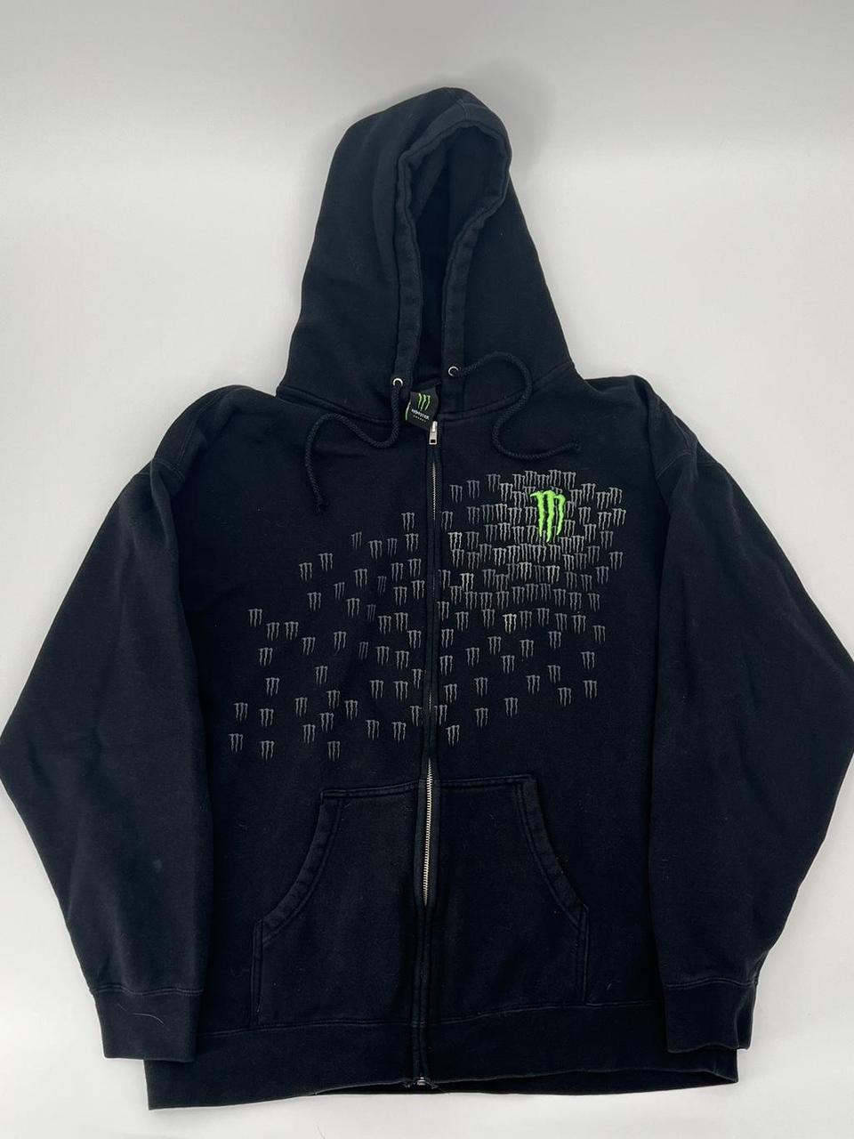 Crazy Y2K Monster Energy Baggy/Oversized Zip-Up... - Depop