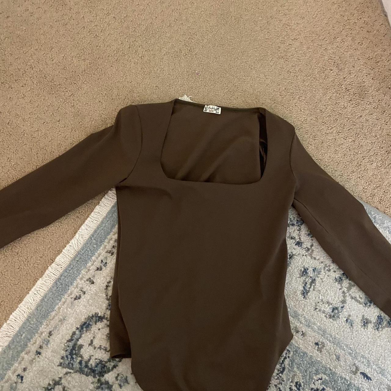 Brown long sleeve Free People Clean lines body... - Depop
