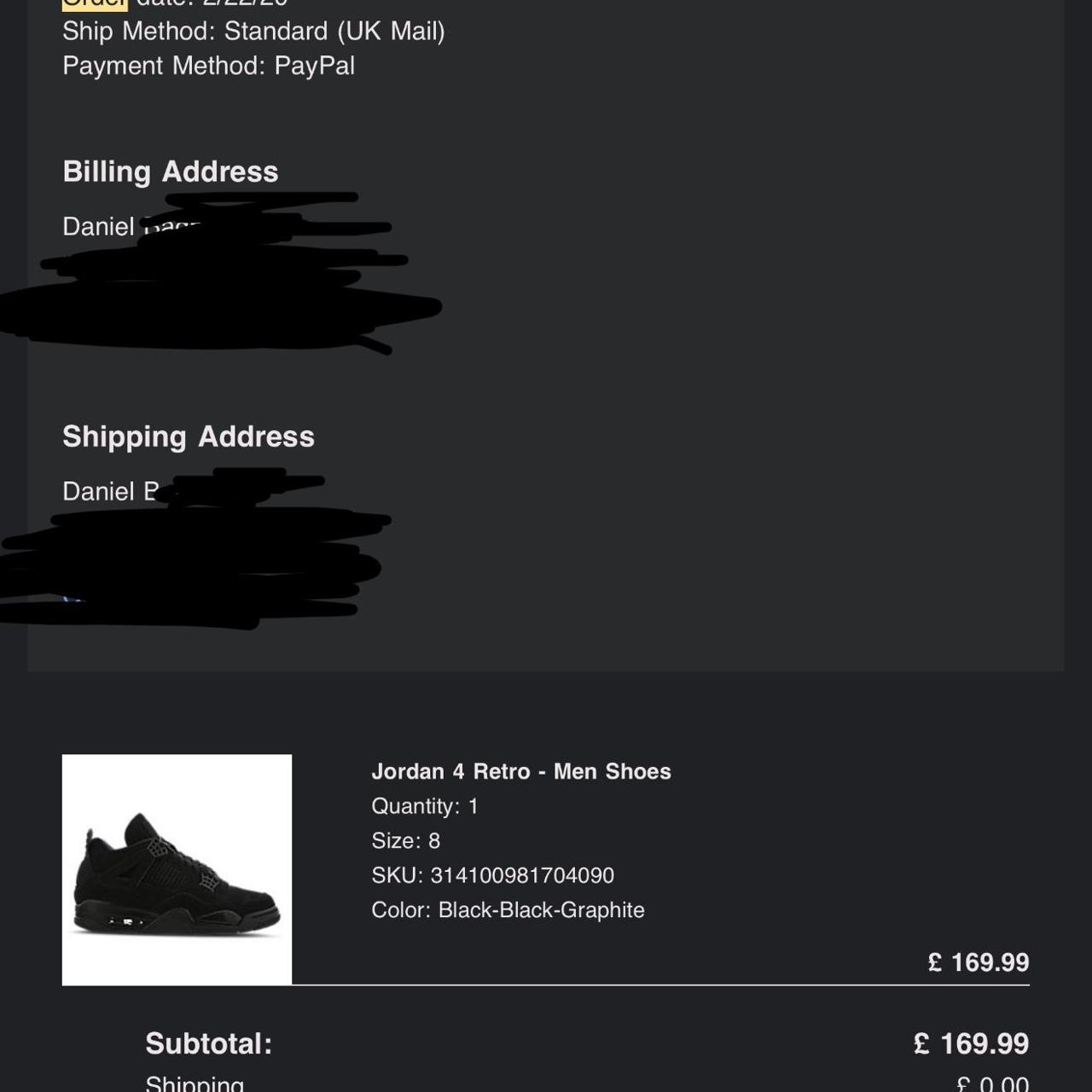 Receipt attached Jordan retro 4 black cats bought on... - Depop