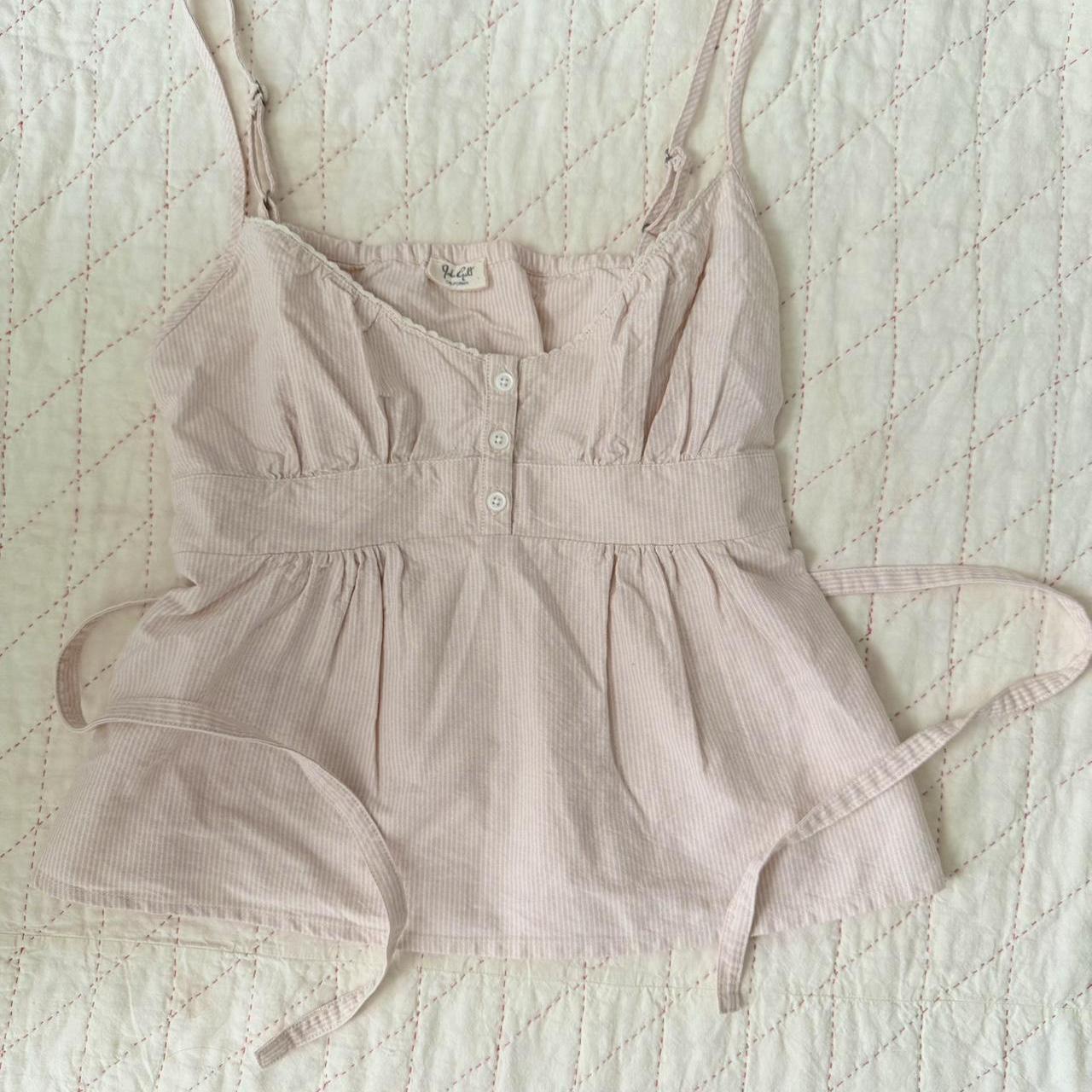 Brandy Melville Edith pink and white stripped... | Depop