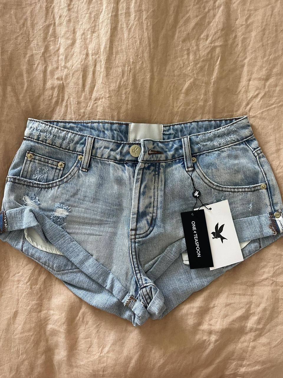 One Teaspoon brand new denim mini shorts Size:26... - Depop