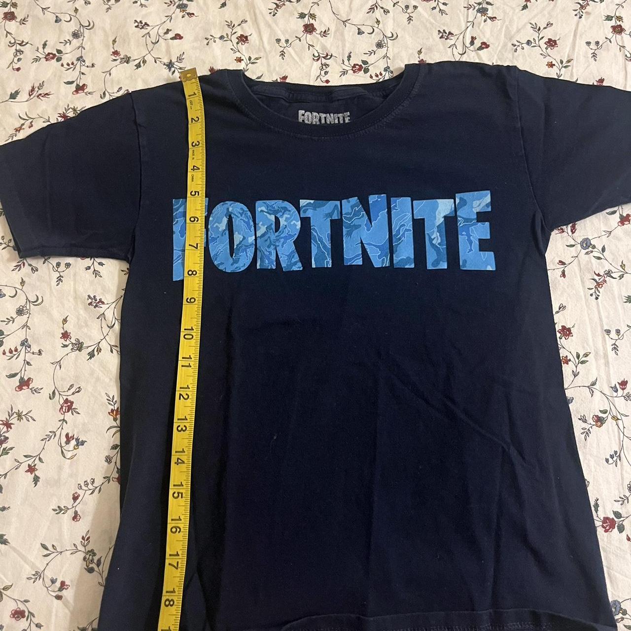 navy blue fortnite patterned logo tee size youth 8... | Depop