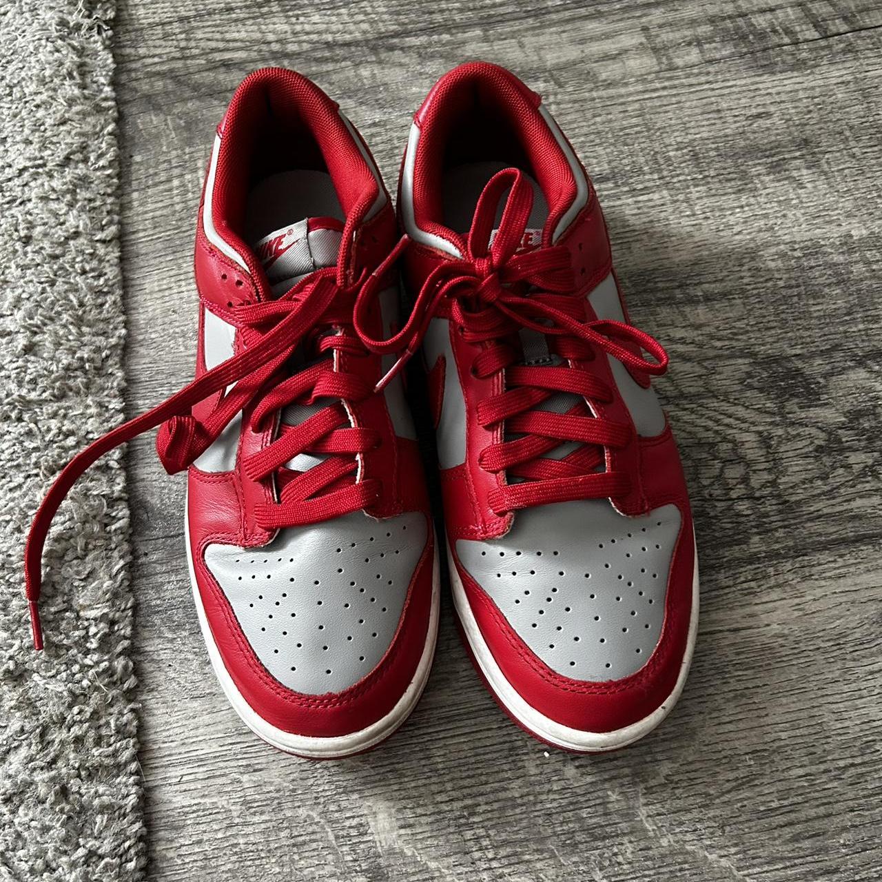 Red and Grey Dunks - Depop