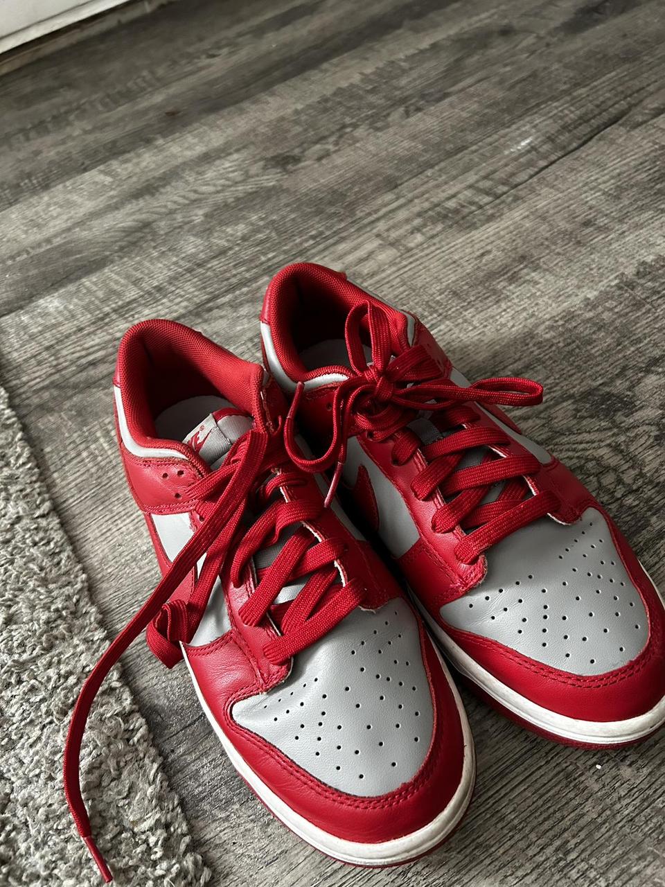 Red and Grey Dunks - Depop