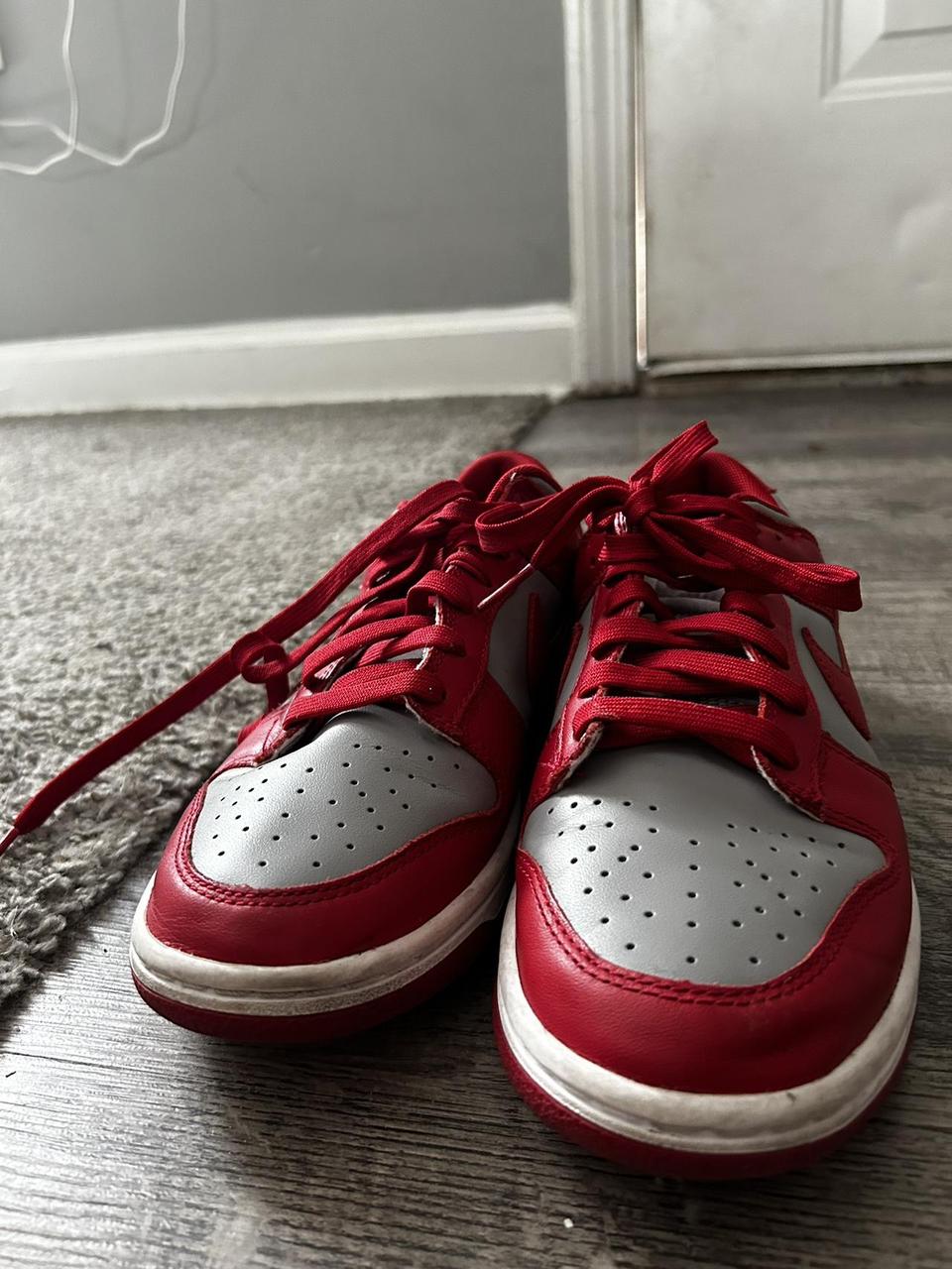 Red and Grey Dunks - Depop