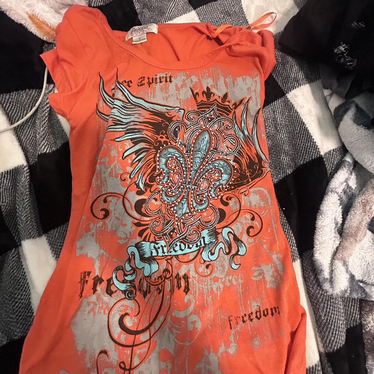 orange 2000s shirt #00s #2000s #emo #mcbling #grunge - Depop