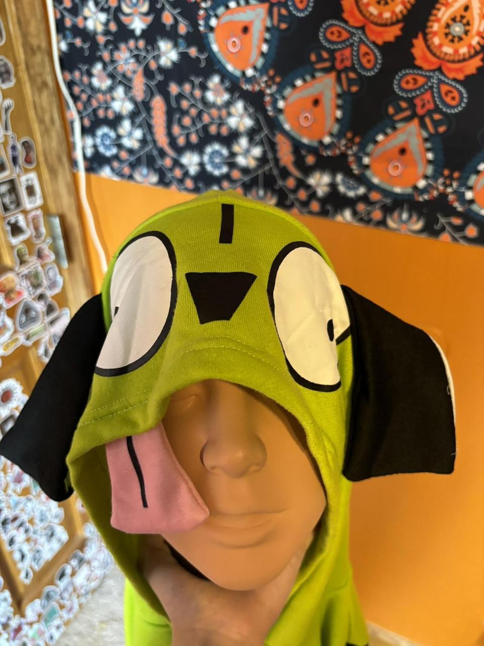 2000s green and black invader zim gir zip up hoodie... - Depop