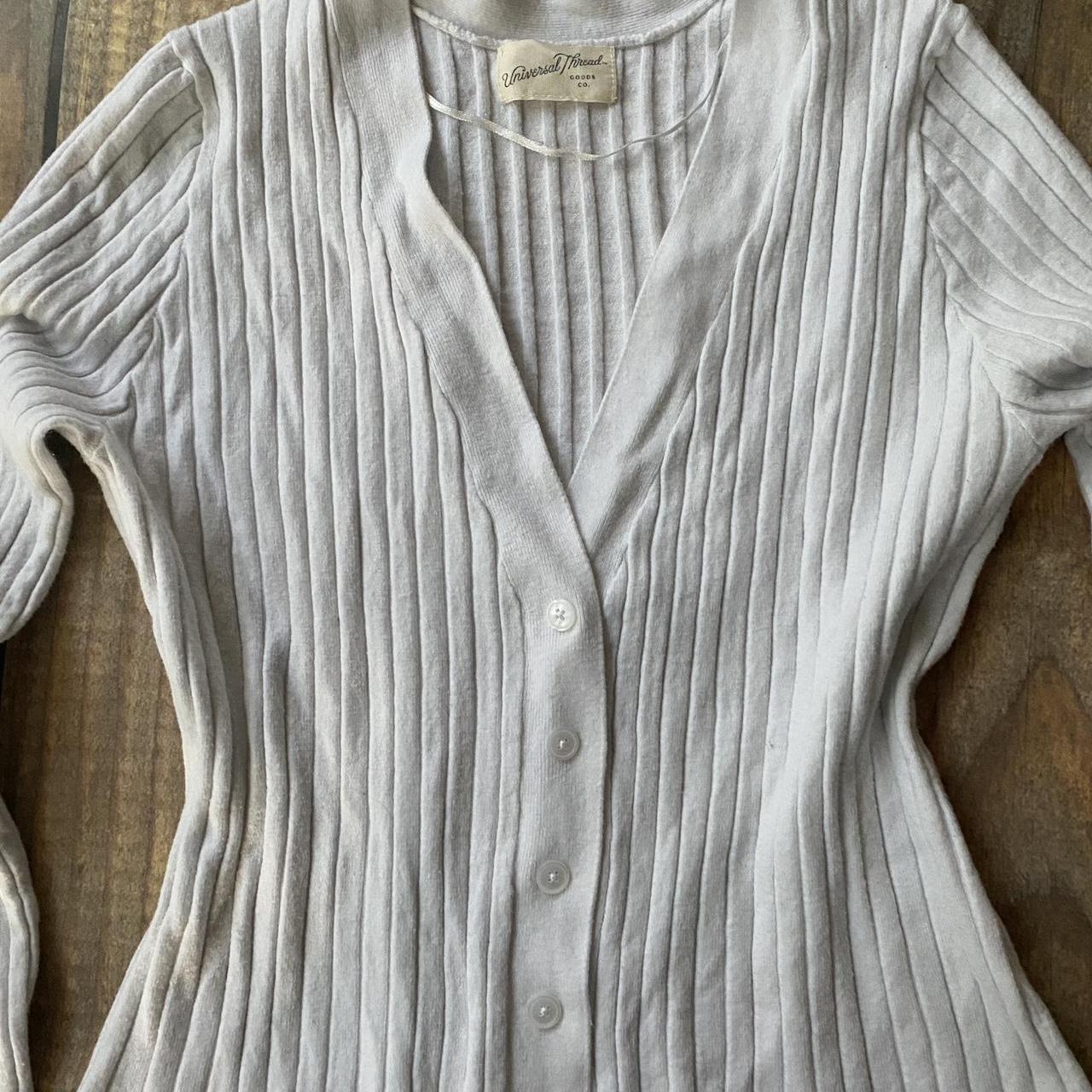 White ribbed cardigan 🐇 -Women's size M, fits snug... | Depop