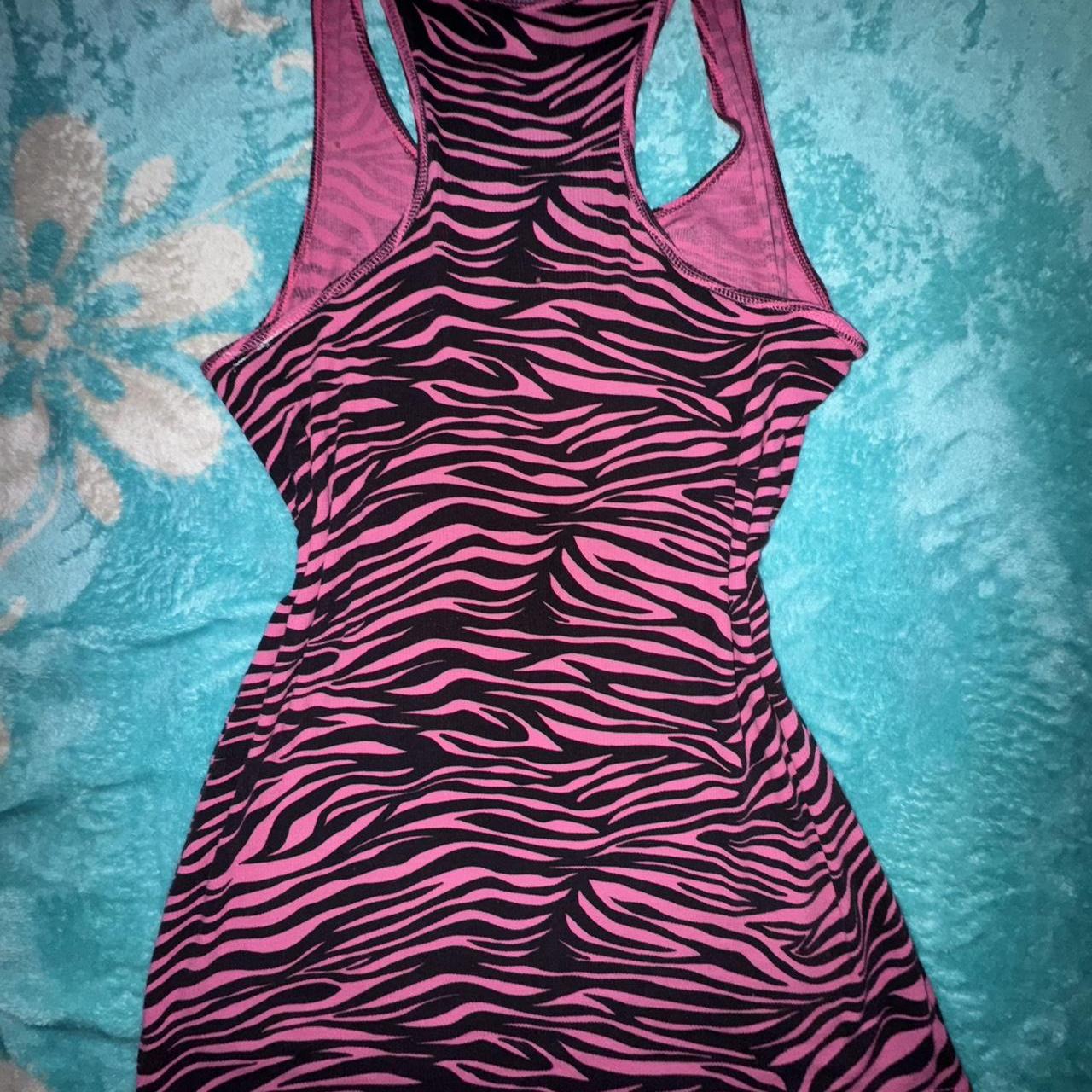 Pink and black zebra print tank top, I love it bc... | Depop