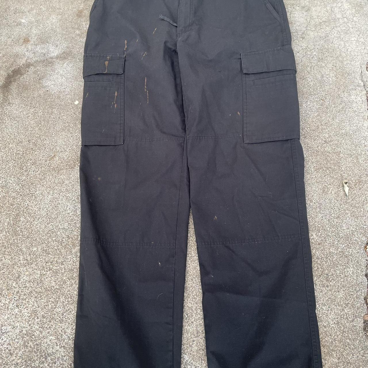Vintage Distressed Propper Black cargos Size... - Depop