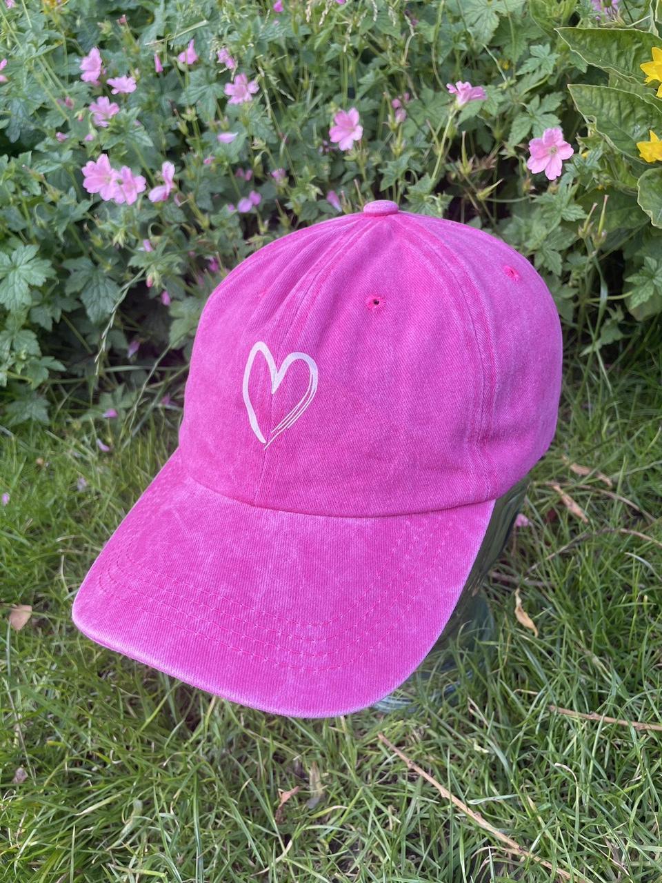 Brand new heart motif baseball cap. Adults pink... - Depop