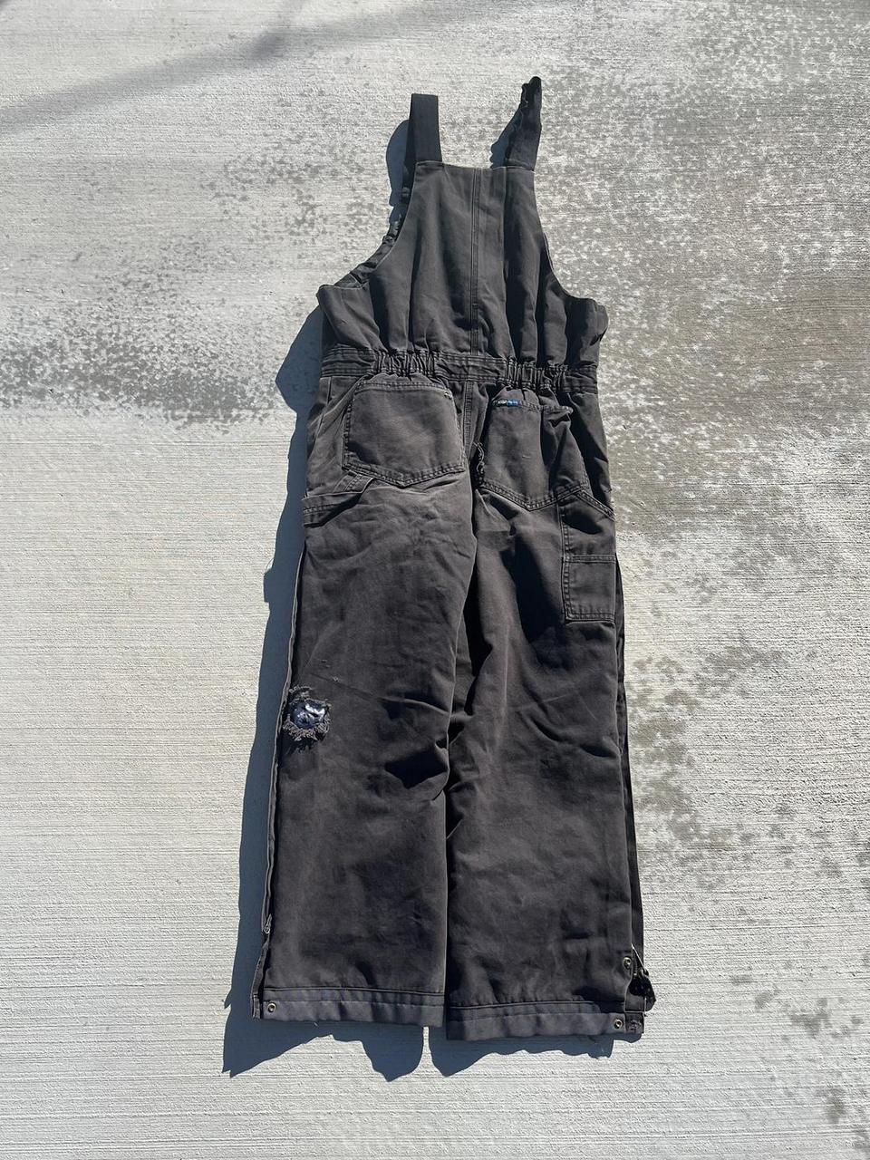 good heavy weight pair of overalls light tear in... - Depop