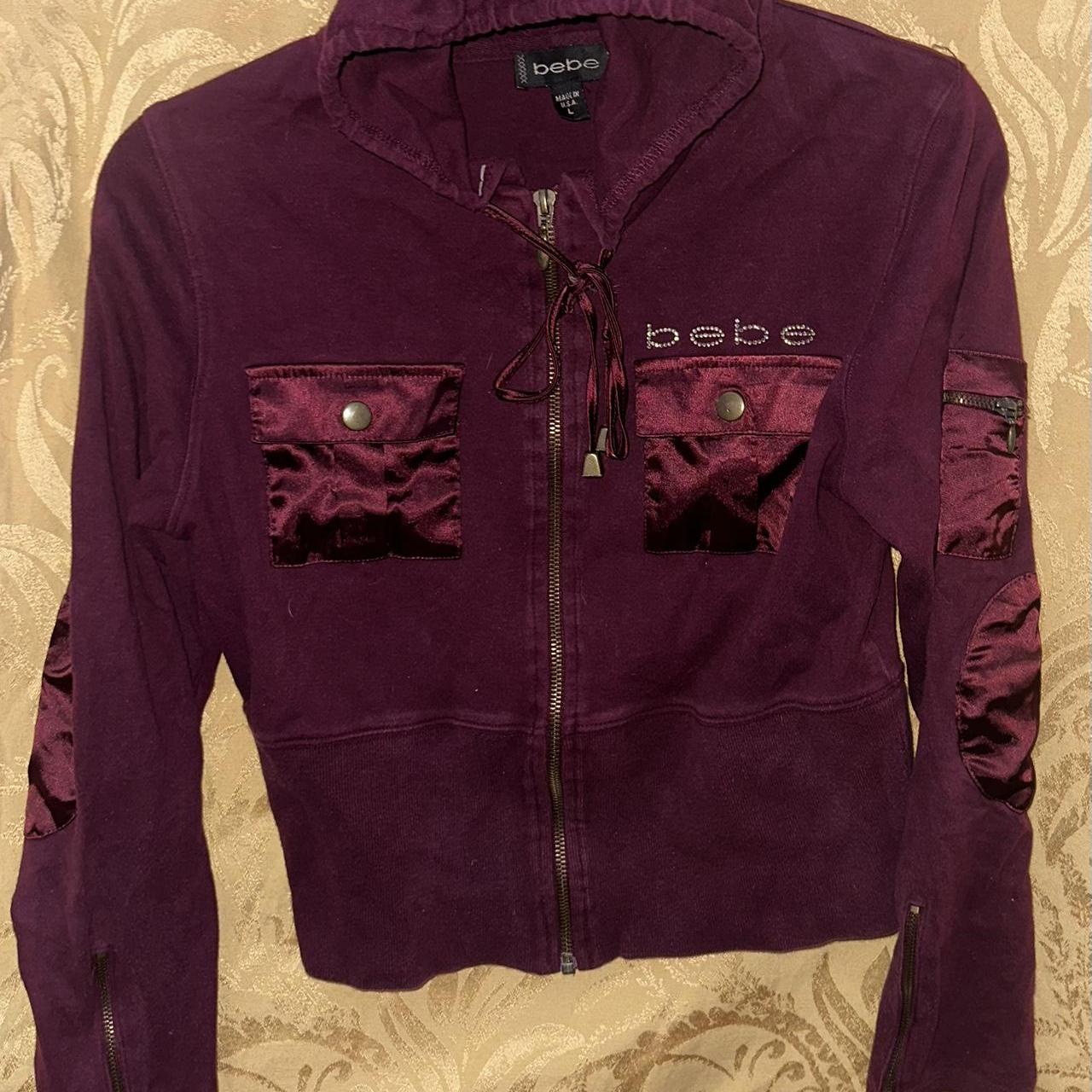 magenta y2k Bebe zip up hoodie with zipper sleeves... | Depop