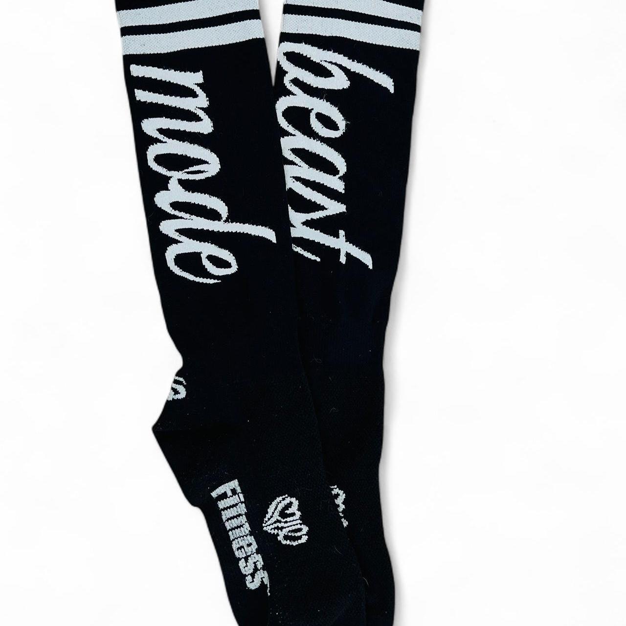 Black and white striped Beast Mode Fitness... | Depop