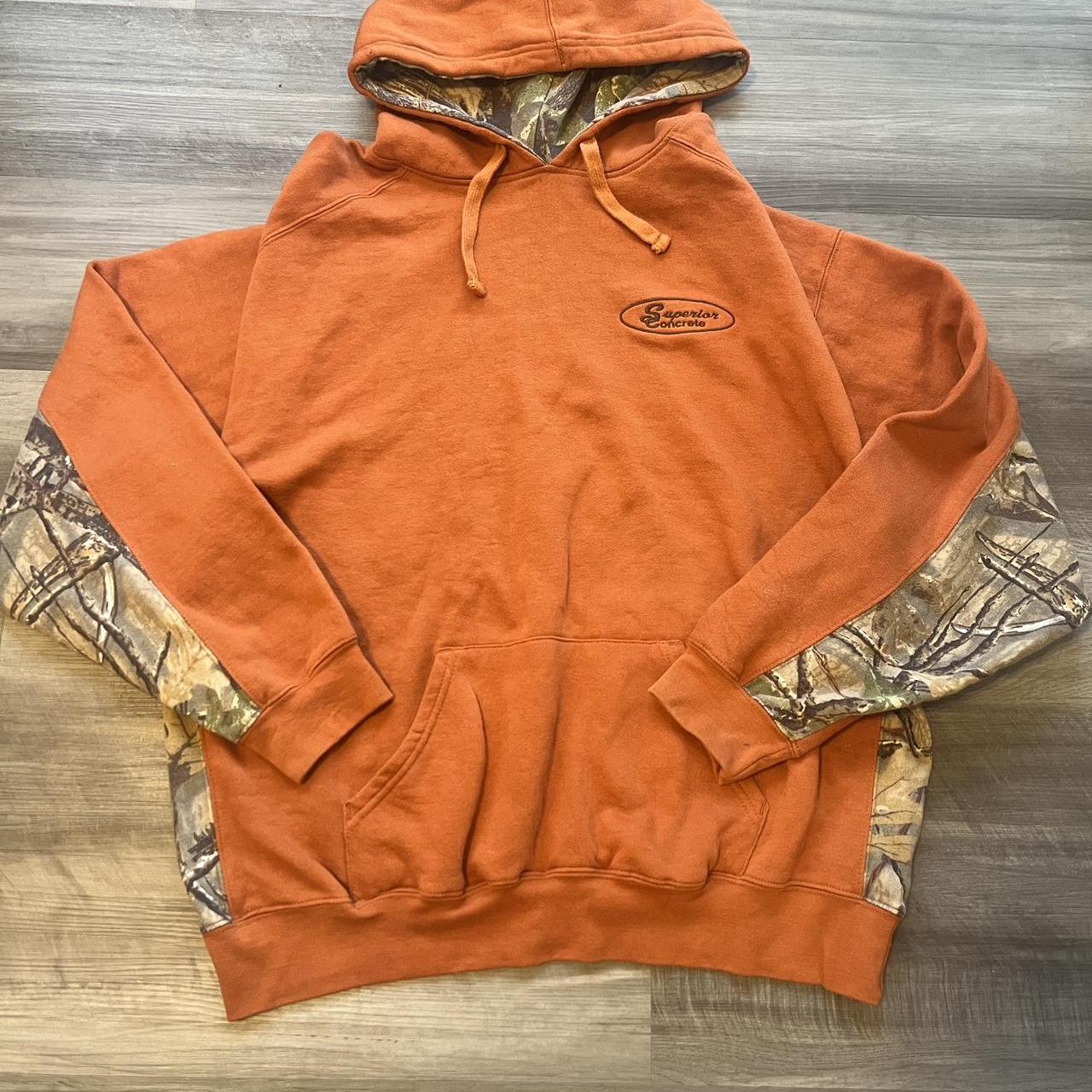 Cool camo and orange hoodie Size xl | Depop